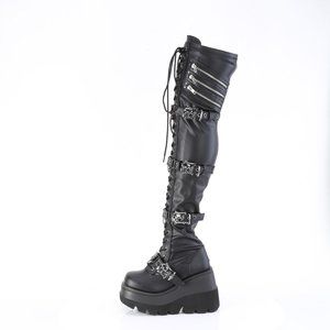 Demonia | Shoes | Demonia Shaker 42 Black Vegan Leather Thigh High ...